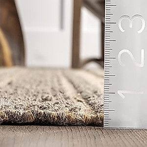 nuLOOM Elenora Wool and Jute Textured Diamond Aztec Braided Tassel Area Rug, 5' x 8', Natural