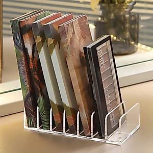 HFGFUEE Makeup Palette Organizer,Acrylic Eyeshadow Palette Pallet Holder,7 Sectons BPA Free Divided Make Up Blush,Contour Storage Holder Cosmetic Eye Shadow Display Stand Clear Rack Vanity Holder-2Pcs