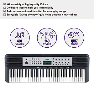 Yamaha YPT270 61-Key Portable Keyboard With Power Adapter (Amazon-Exclusive),Black