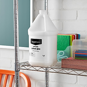 Amazon Basics All Purpose Washable School White Liquid Glue - Great for Making Slime, 1 Gallon Bottle