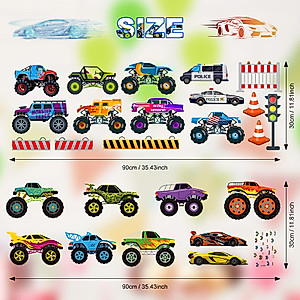 2 Sheet Trucks Wall Decal Transports Peel and Stick Wall Sticker for Boys Children's Room Nursery Bedroom Classroom