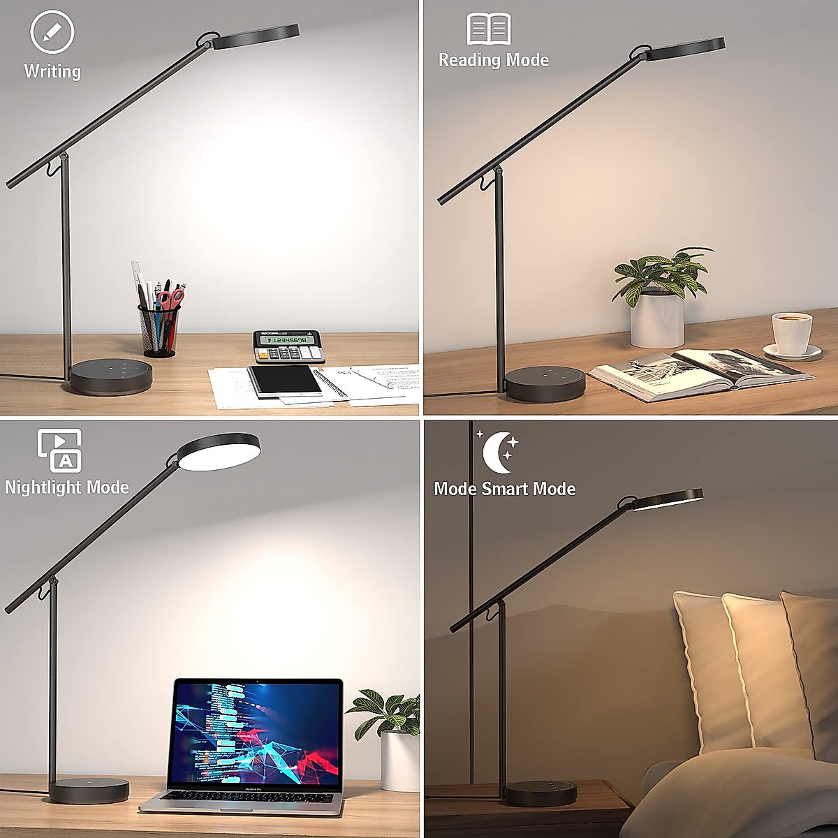 BEYONDOP LED Desk Lamp, Architect Desk Lamps for Home Office, Adjustable Swing Arm Table Lamp, Eye Caring Reading Lamp, Memory Desk Light Dimmable with 3 Color Modes & 9 Brightness Tall Task Light