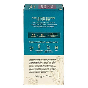 Teeccino Dandelion Herbal Tea - Dark Roast - Caffeine Free, Prebiotic, Gluten Free, 3x More Herbs - 25 Tea Bags