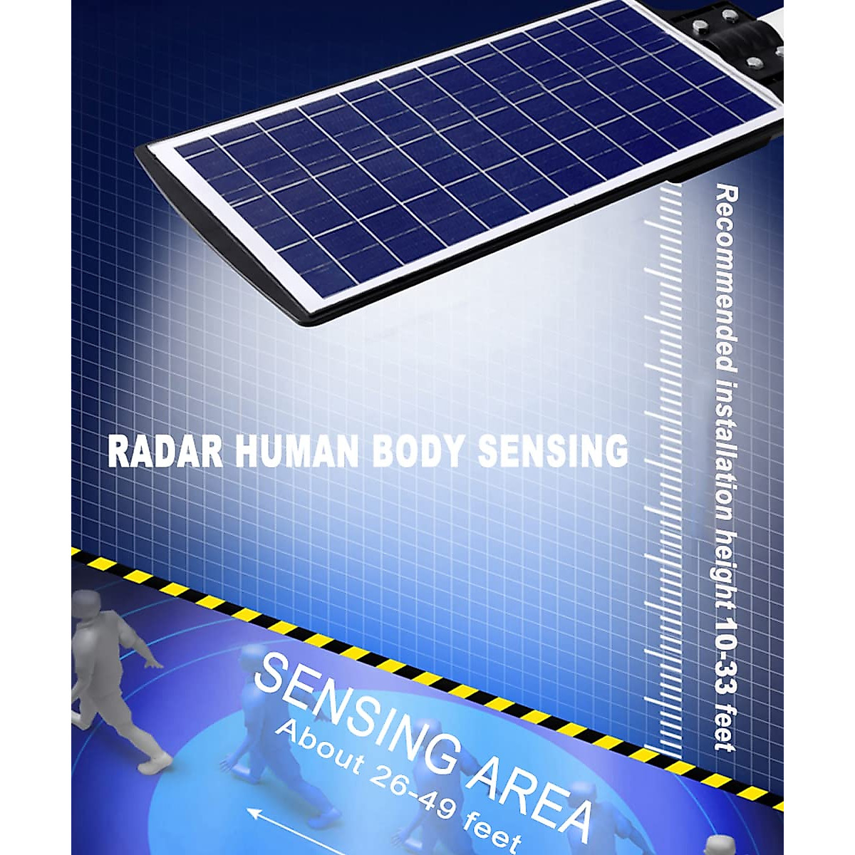 NHV Solar Street Lights Outdoor Upgraded Heavy Duty Aluminum Housing 600W IP67 Waterproof 60000LM 6500K LED Parking Lot Light with Remote Control Motion Sensor Automatic ON/Off from Dusk to Dawn