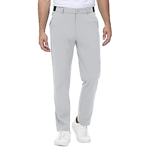 TBMPOY Mens Stretch Golf Pants Lightweight Quick Dry Casual Work Pant with 3 Pockets Light Grey 36