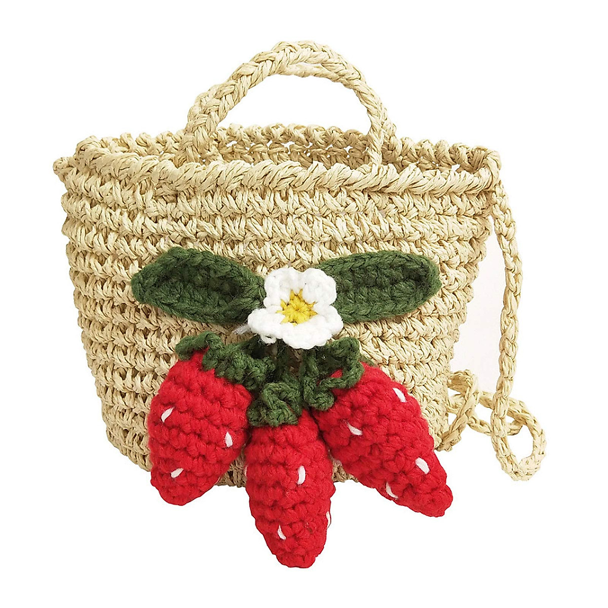 Rebecca Women Girl Straw Woven Shoulder Bag Beach Crochet Envelope Crossbody Bag Vacation Tassels Handbag (Strawberry beige)