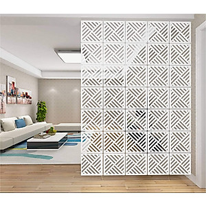 BMIDRUT 12Pcs/Set Hanging Room Divider White DIY Panel Screens Partition Wall Dividers Room Decorative with All Accessories 11.4x11.4 Inch (M6)