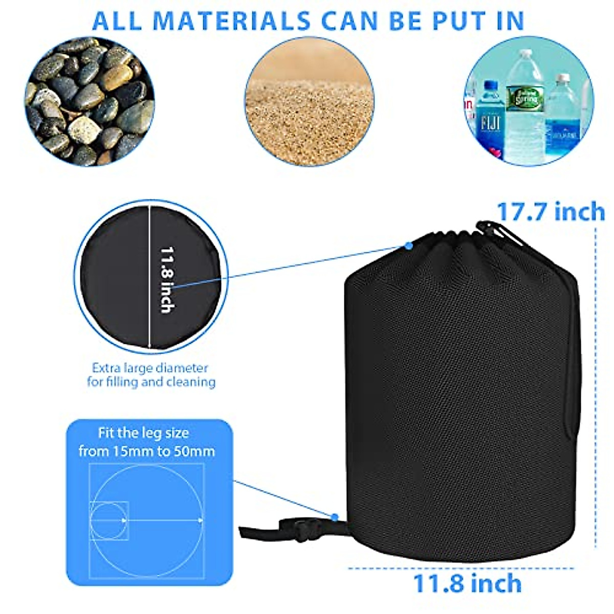 KAMPKEEPER Sand Bags for Canopy Tent, Sandbags for Weight Gazebo,Heavy Duty 70LBS*4Packs (Black)