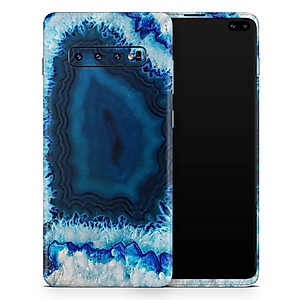 DesignSkinz Vivid Blue Agate Crystal Protective Vinyl Decal Wrap Skin Cover Compatible with The Samsung Galaxy S20 (Screen Trim & Back Glass Skin)