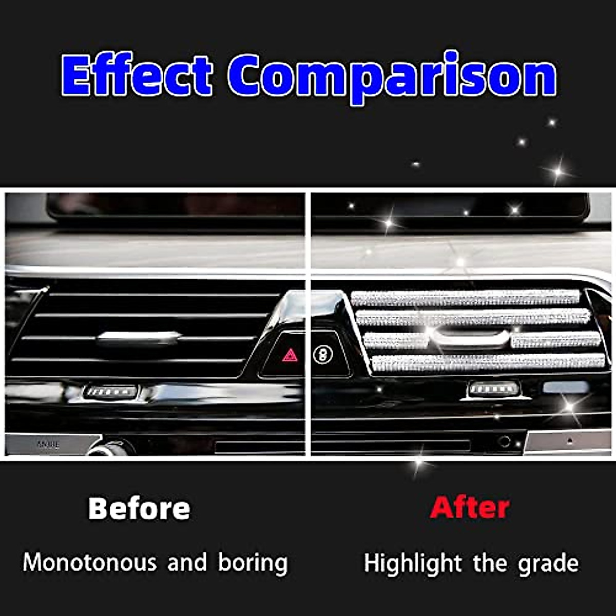 10Pcs Bling Car Vent Outlet Trim,Bling Rhinestone Car Air Conditioner Vent Decoration Strip,Bling Car Interior Moulding Trim Decor Bling Car Accessories （White）