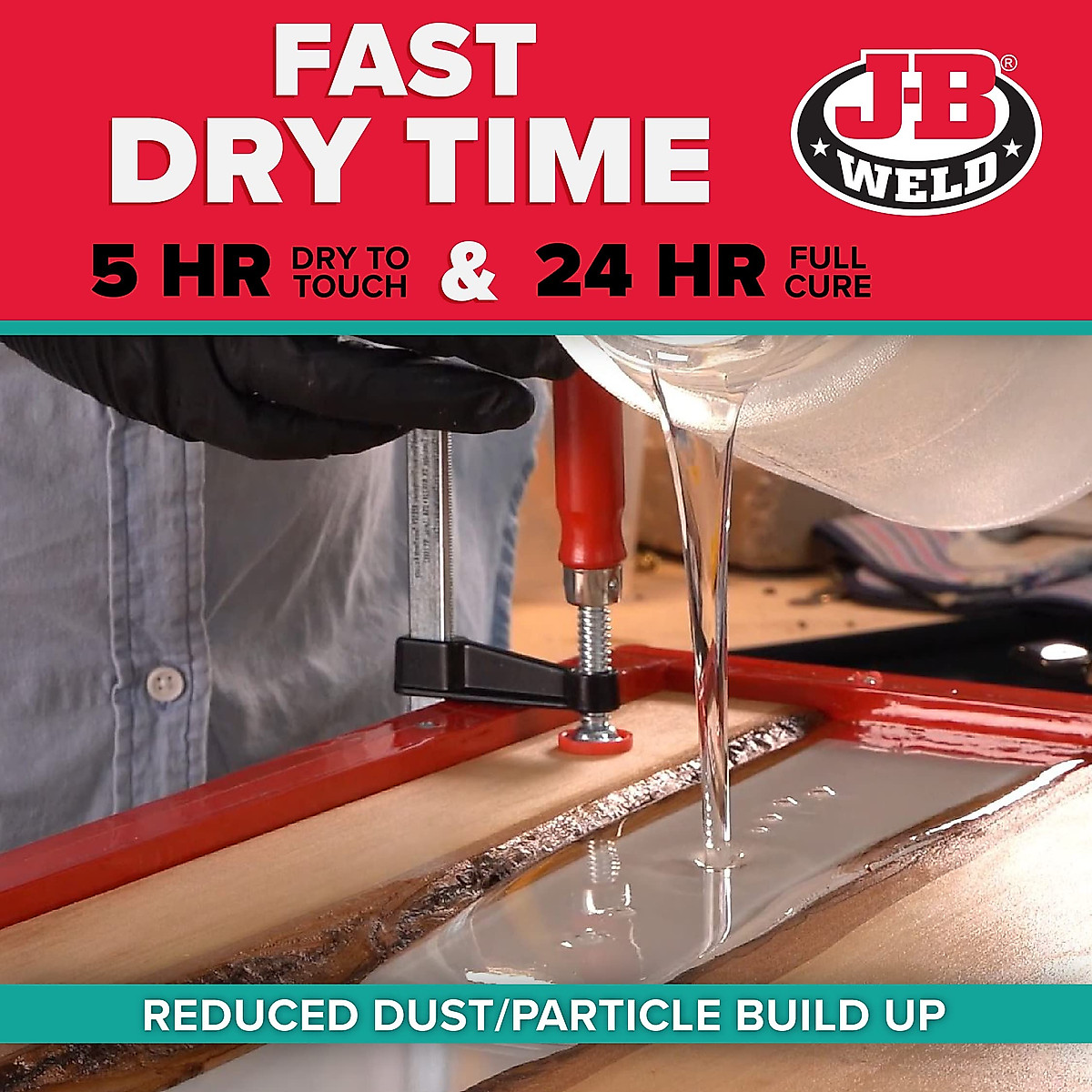 J-B Weld UV Tabletop Epoxy Resin, 1 Gallon Kit, Cures Clear, Fast Cure Time, Minimal Bubbling, Scratch & Water Resistant