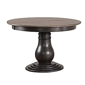Iconic Furniture Bella Base Dining, 45" x45" x 63" Antiqued Grey, Black Stone Round Table