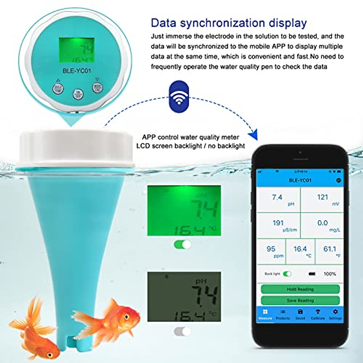 Mumusuki Digital Water Tester, Water Testing Meter 6 in 1 PH EC TDS ORP Temp Water Tester Pen Easy to Use Water Quality Tester for Swimming Pool