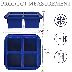 Kinggrand Kitchen 1 Cup Silicone Freezer Molds 2 Pack Silicone Freezer Tray with Lid Make 8 Perfect 1-Cup Portions - Easy Release Molds for Food Storage & Freeze Soup, Broth, Stew or Sauce