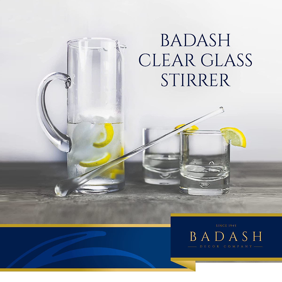 Badash Glass Cocktail Stirrer - 12" Long Mouth-Blown Lead-Free Glass Stir Rod - Bar Cocktail Shaker Spoon - Cocktail Stirrer for Drinks