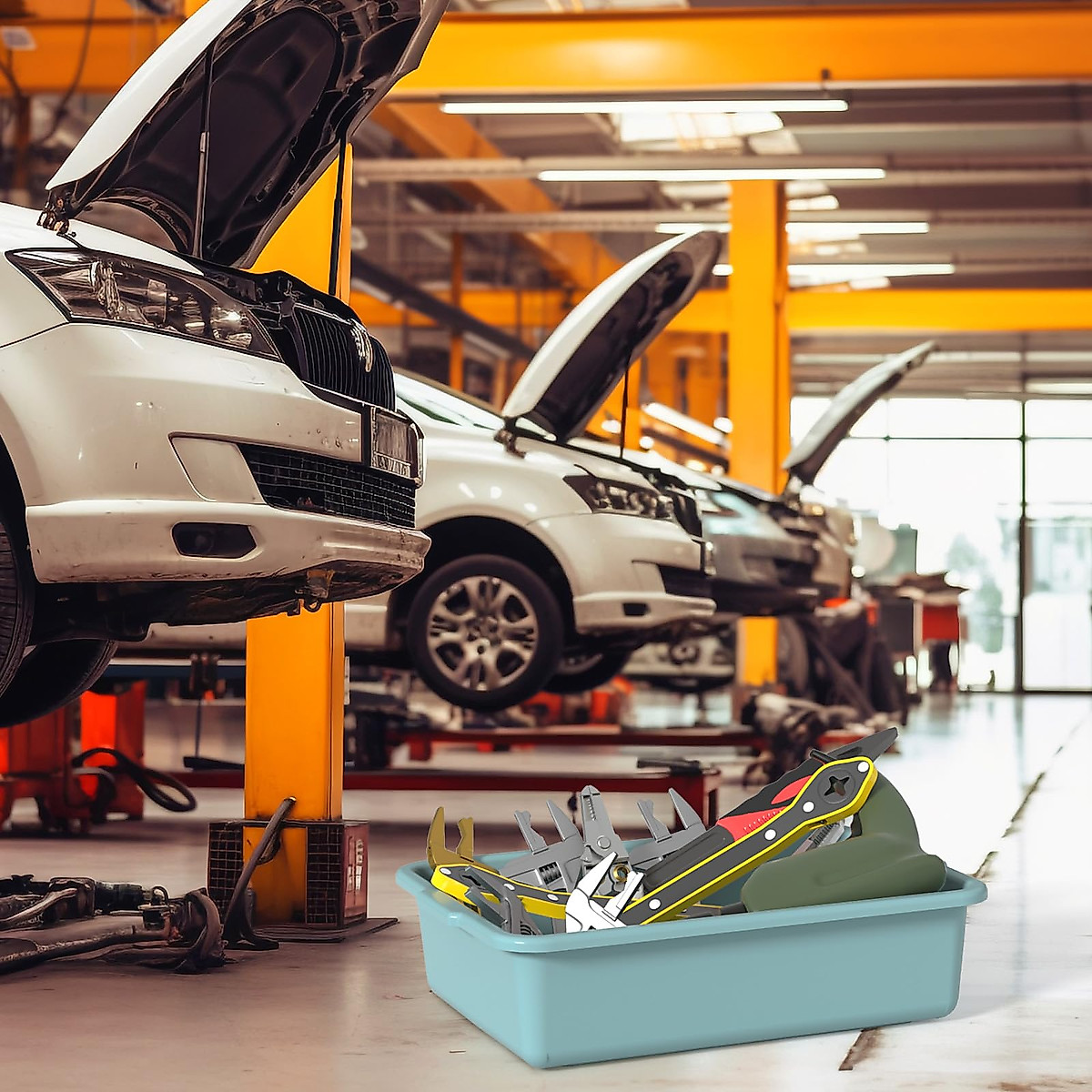 Neadas 13 L Plastic Bus Tubs Restaurant, Utility Bus Box, Mint Green, 4 Packs