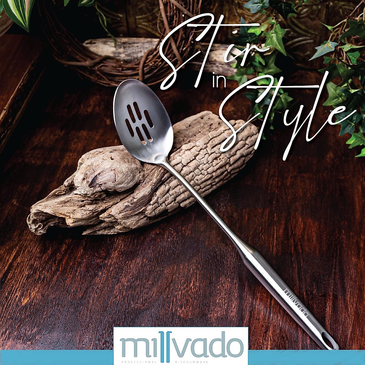 Stainless Steel Slotted Cooking Spoon, Large Metal Chef Strainer Utensil For Cooking, Serving, And Mixing, The #1 Dishwasher Safe Kitchen Tool, 15" Long Spoon With Holes