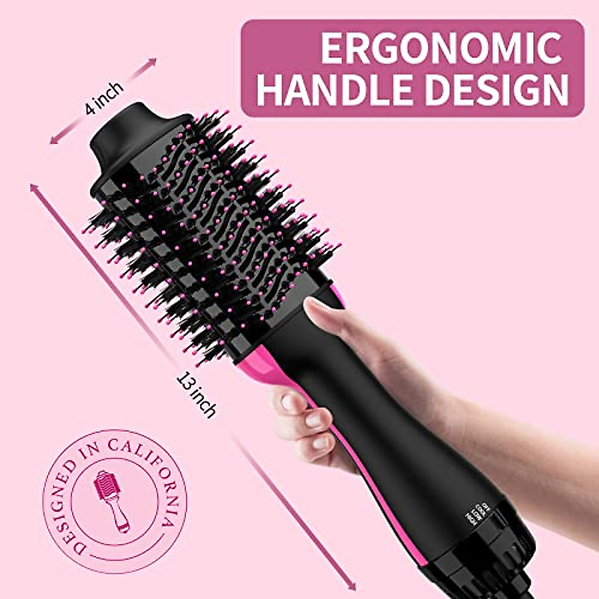 Hair Dryer Brush Blow Dryer Brush in One Upgraded 4 in 1 Hair Dryer and Styler Volumizer with Negative Ion Anti-frizz Ceramic Titanium Barrel Hot Air Brush Hair Straightener Brush 75MM Oval Shape