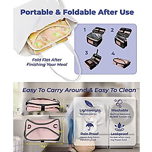 SUNNY BIRD Foldable Insulated Lunch Bag Leakproof Thermal Lunch Box for Women Men Teen with Shoulder Strap (Grapefruit Pink)