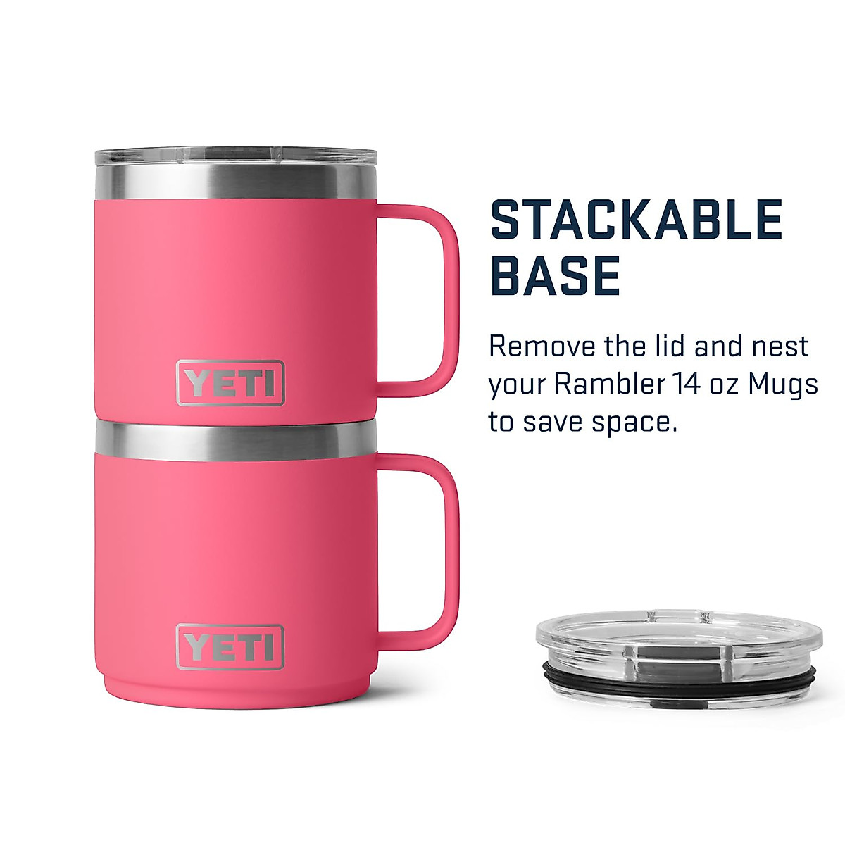 YETI Rambler 14 oz Mug, Vacuum Insulated, Stainless Steel with MagSlider Lid, Tropical Pink