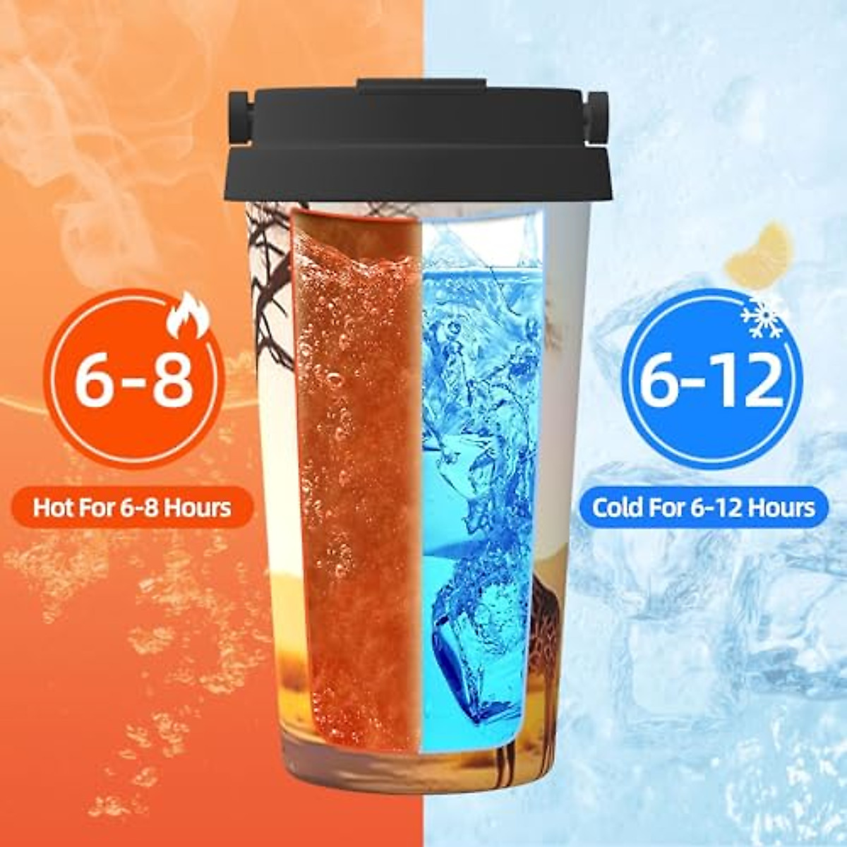 WANGXUEE Africa Giraffe Majestic Tree Print 500ml Stainless Steel Travel Tumbler Double Wall Vacuum Insulated Coffee Mug