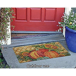 Toland Home Garden 800459 Boho Pumpkins Fall Door Mat 18x30 Inch Sunflower Outdoor Doormat for Entryway Indoor Entrance