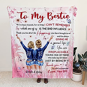 Toyshea Personalized Best Friend Blanket to My Bestie Custom Throws Soft Bed Fleece Sherpa Blankets for Friends BFF Bestie Soul Sisters Birthday Christmas Friendship Day Presents Idea