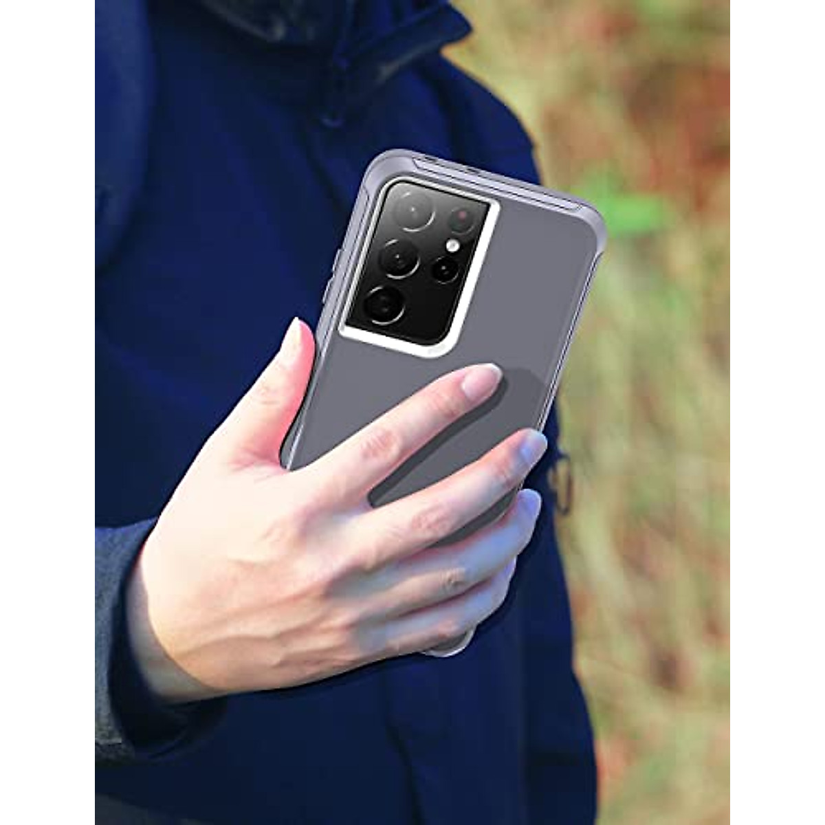 MXX Case Compatible with Galaxy S21 Ultra, 3-Layer Super Full Heavy Duty Body Bumper Cover/Shock Protection/Dust Proof, Designed for Samsung Galaxy S21 Ultra 5g (6.8 Inch) 2021 - (Gray/White)