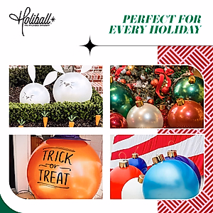 Holiball Inflatable Holiday Ornament – Indoor and Outdoor Use– Reusable and Storage Friendly – The Ultimate Holiday Decoration – 18" – Holly Green