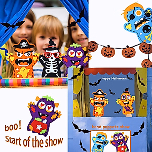 Yaveron 6PCS Halloween DIY Hand Puppets Sewing Craft Kit for Kids Felt Sewing Art Toys, Story Telling, Introduction to Sewing, Manual Activity