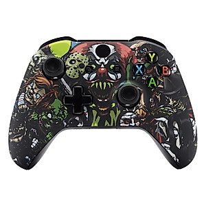 eXtremeRate Soft Touch Scary Party Patterned Faceplate Cover, Front Housing Shell Case Replacement Kit for Xbox One X S Controller - Controller Not Included