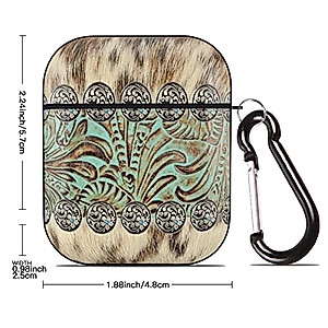 Case Cover for AirPods 1 & 2 Rustic Brown Teal Full Body Protection Case Earphone Earset Case Hard PC Cover