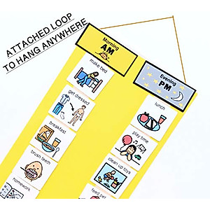 Two Strip Night & Day Daily Schedule Great Visual Behavioral Tool for Structure at Home, School & in The Community. (Laminate 60 PCS, Yellow)
