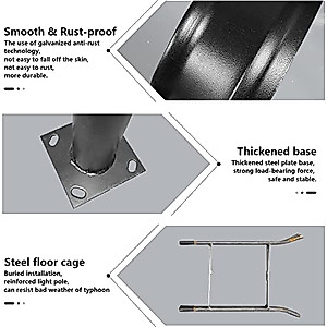 HYPERAZA Solar Street Light Pole 13.12ft Garden Light Pole Outdoor Heavy Metal Light Pole Field Light Pole Ranch Light Pole for Hanging Solar Heavy Duty Street Light with Ground Cage and Mounting Kit