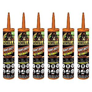 Gorilla Heavy Duty Ultimate Construction Adhesive, 9 Ounce Cartridge, White, (Pack of 6)