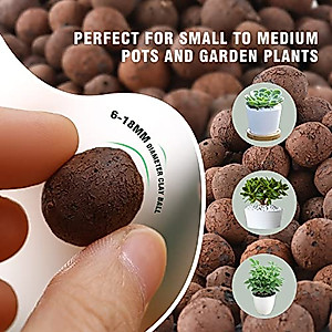 Natural Organic Clay Pebbles, 5LBS 8mm-18mm Expanded Leca Balls Plant Garden Soil, Grow Media for Hydroponics, Decoration, Aquaponics, Gardening Essentials