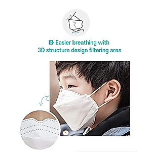 (Pack of 10) [Heal Made] (Age 5 to 14) 4-Layers Premium Filters (KF94 Certified) Kids Face Mask (Made in Korea) Respirators Protective Disposable Dust Covers (Children Youth Teen) Individual Packaged