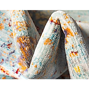 Unique Loom Austin Collection Area Rug - Tremolo (Runner 4' 0" x 10' 0", Light Blue/ Cream)