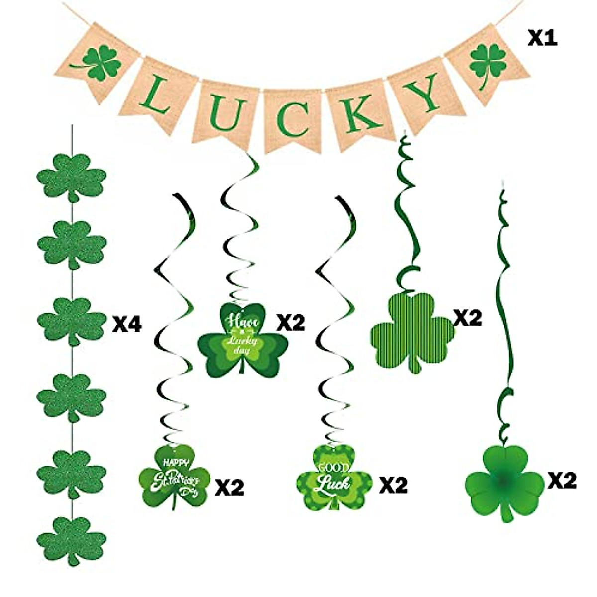 DmHirmg St Patricks Day Decorations,St Patricks Day Garland,St Patricks Day Hanging Decorations Lucky Irish Green St Patrick Party Home Party St Patricks Day Banner Big Pack