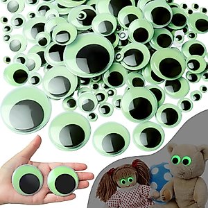 340 PCS Googly Eyes Self Adhesive for Crafts Glow in The Dark Luminous Craft Sticker Sparkle Multi Sizes Wiggle Eyes, Googly Eyes for DIY（50 40 35 30 25 20 15 10mm）