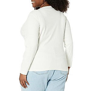 Amazon Essentials Women's Slim-Fit Layering Long Sleeve Knit Rib Crew Neck (Available in Plus Size), Pack of 2, Black/Off-white, X-Large