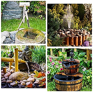 AISITIN 2.5W Solar Fountain Pump, DIY Outdoor Solar Water Fountain Pump with 6 Nozzles and 4ft Water Pipe, Solar Powered Pump for Bird Bath, Ponds, Garden and Fish Tank Pond and Other Places