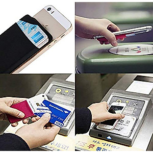 Cell Phone Wallet Pocket, 3 Packs Self Adhesive Stick on Wallet (for Credit Card, Business Card & ID Holder) Compatible with iPhone Samsung Galaxy, Android Smartphones (Black)