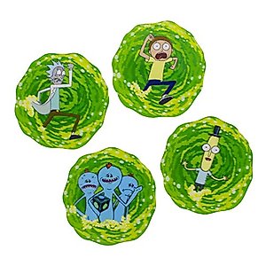 Paladone Rick and Morty 3D Set of 4 Drink Coasters, Multi Colored, 4 Count
