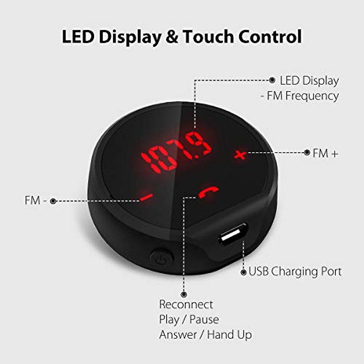 Avantree CK310 Bluetooth FM Transmitter for Car, Wireless Radio Adapter Hands Free Car kit with Magic Tape, Auto Power On Off with Car, Rechargeable Or USB Wired, Stereo Receiver for Music Call, 7H