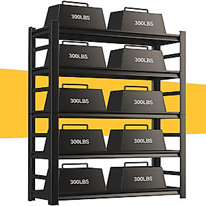 BEESTMUEBLE 3000LBS Garage Shelving, Garage Storage Shelves, Heavy Duty Shelving, 5 Tier Adjustable Garage Shelves, Metal Shelves for Garage Storage Rack Industrial Shelving,47.24''W X 78''H X18''D