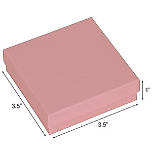Cardboard Jewelry Boxes 10 Pack - 3.5"x3.5"x1" Bulk Cotton Filled Small Gift Boxes with Lids for Jewelry Packaging (Baby Pink)