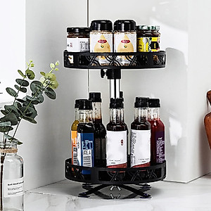 AIWFL 2 Tier Lazy Susan Turntable Spice Rack 360° Rotating Storage Rack Seasoning Rack for Kitchen Closet Cabinet Bathroom Countertop
