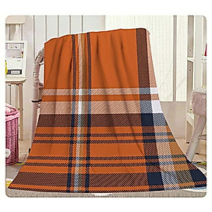 Swono Plaid Throw Blanket,Orange Check Plaid Seamless Pattern Thorw Blanket Soft Warm Decorative Blanket for Bed Couch Sofa Office Blanket 40"X50"