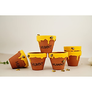 Spelable 6 Pack Honey Pot, for Cupcake, Party Favor, Planter, Party Favor for Baby Shower 1st Birthday Party Decoration Hunny Pot